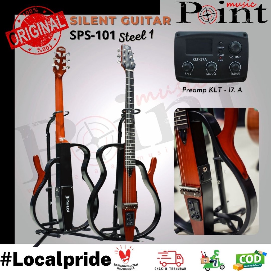 Jual Gitar Silent Original POINT Full set tas + senar cadangan | Shopee ...