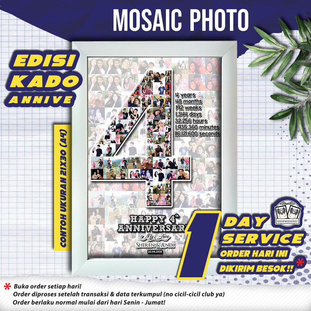 Jual MOZAIK FOTO KADO BINGKAI WEDDING KADO WISUDA FOTO MOZAIK KADO UNIK ...