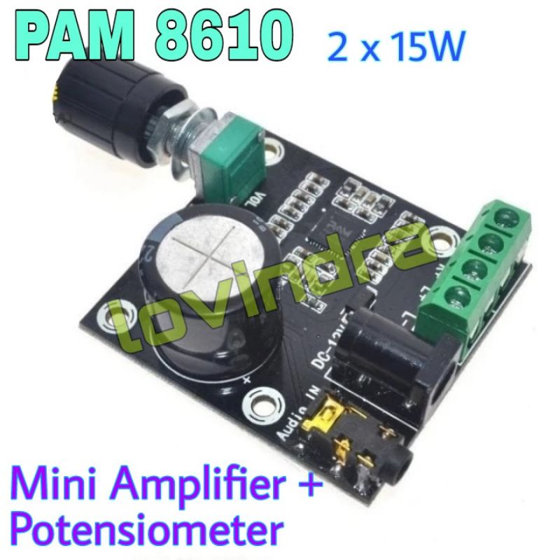 Jual PAM 8610 Mini Amplifier Modul Potensio 12V 3A Stereo Dual Channel ...