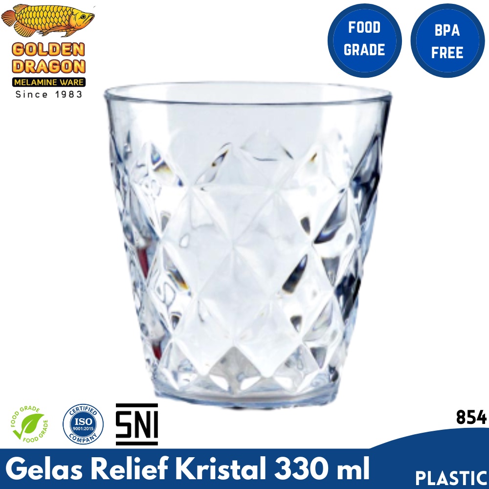 Jual Gelas Relief Kristal 330 ml Plastik Golden Dragon Houseware ...