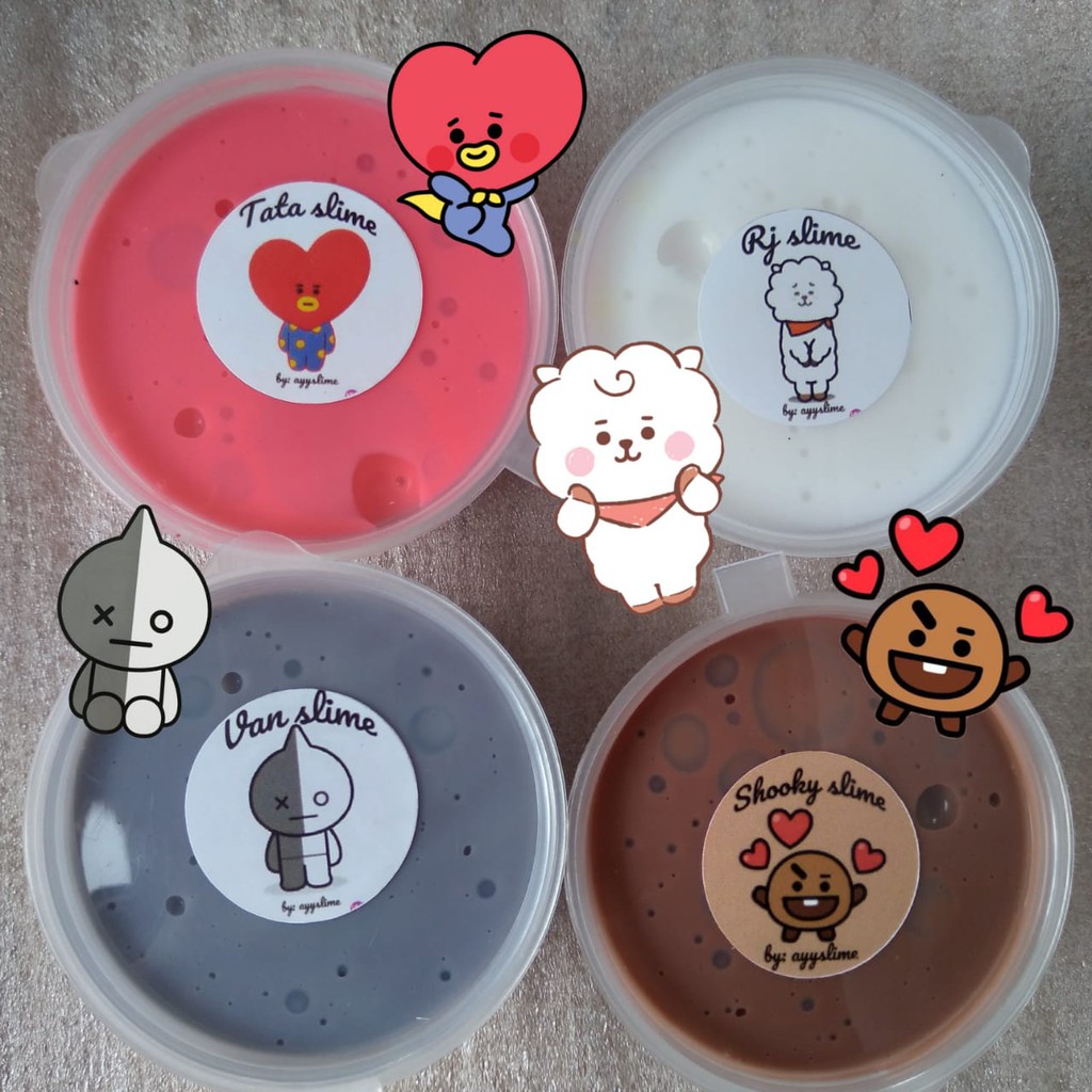 Jual (cod) Slime BT21 Paket Isi 4sesuai gambar | Slime Murah ...