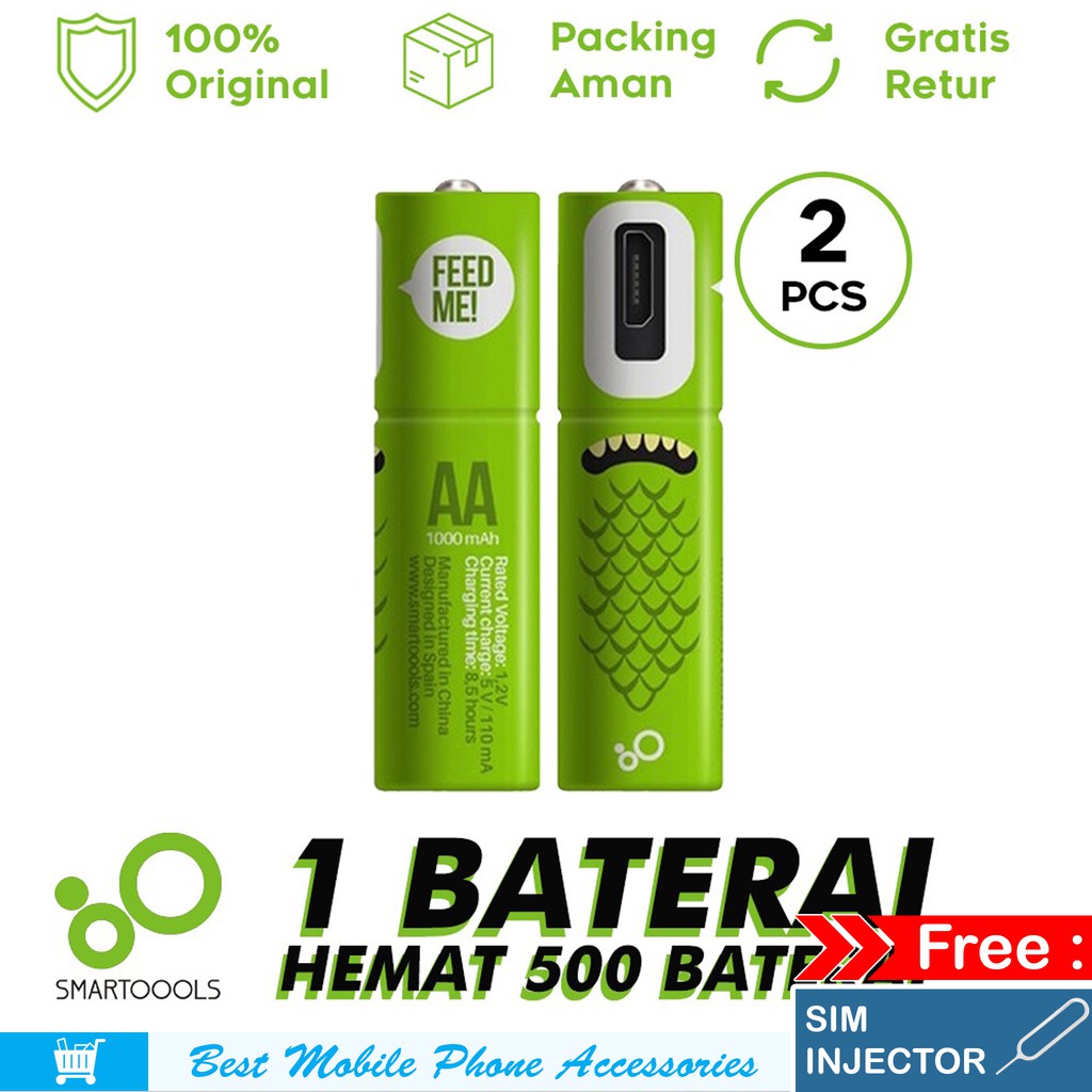 Jual Baterai Cas Isi Ulang Micro USB 2pcs AA Rechargeable Battery Cas ...