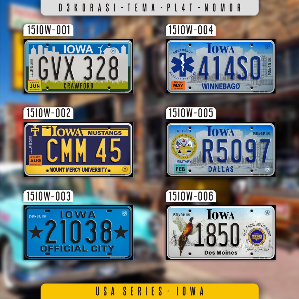 Jual IOWA - Pajangan / hiasan dinding tema plat nomor internasional | Shopee Indonesia