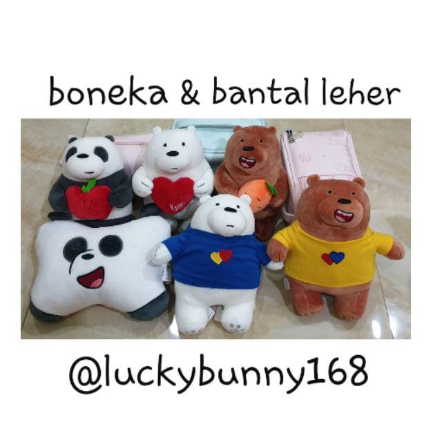 Jual Boneka Bantal Leher We Bare Bears Miniso Ice Bear Grizz Grizzly 8286