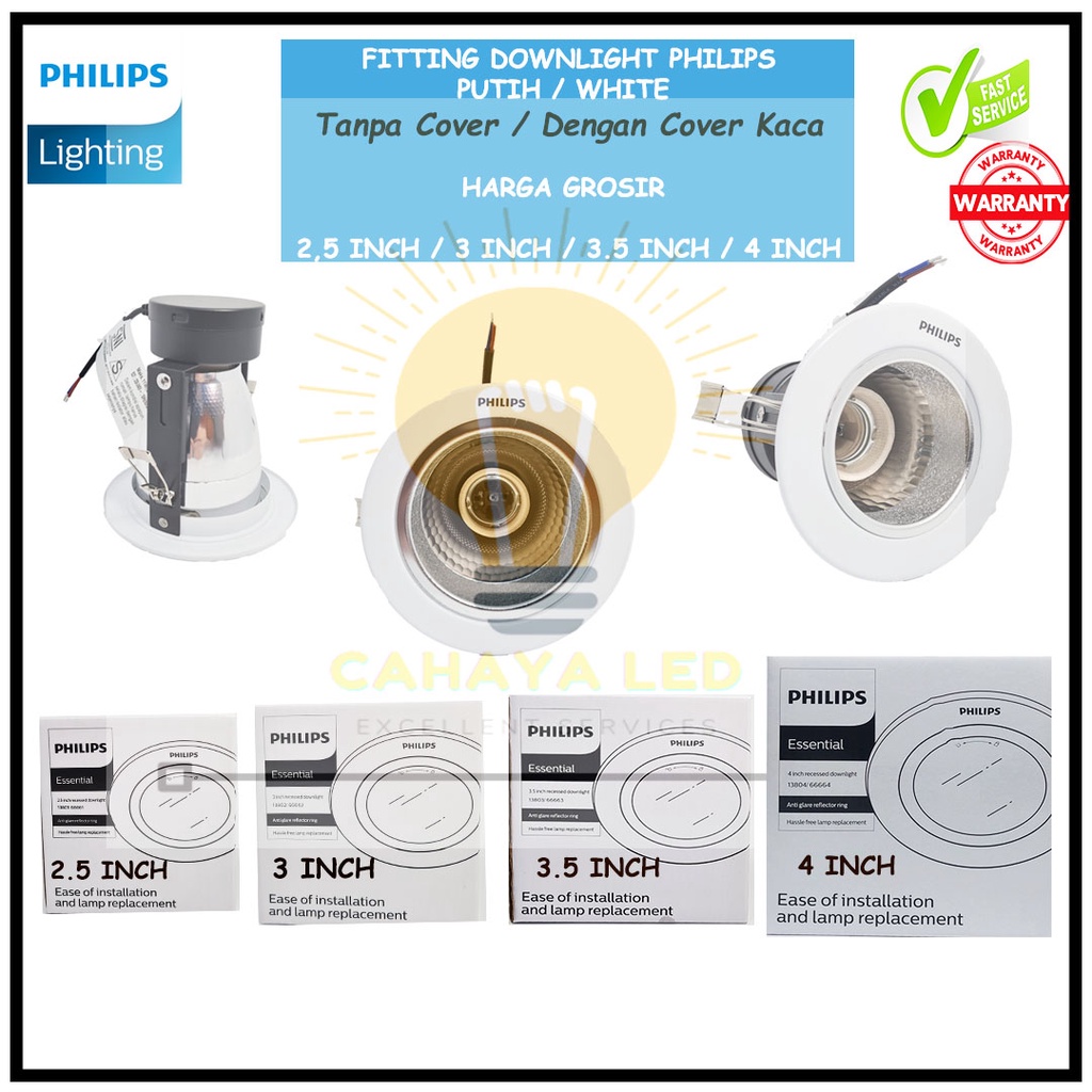 Jual Kap Fitting Downlight Philips 2.5" / 3 " / 3.5" / 4" / 2.5 inch / 3 inch / 3.5 inch / 4 ...