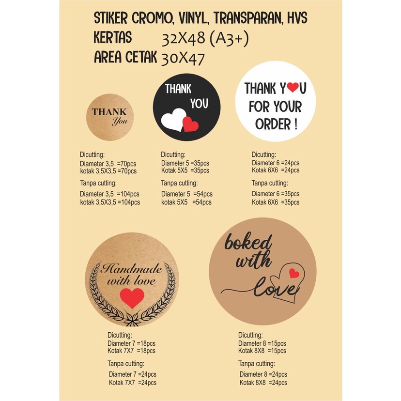 Jual Cetak sticker label kue A3+ cromo stiker anti air CUSTOM | Shopee ...