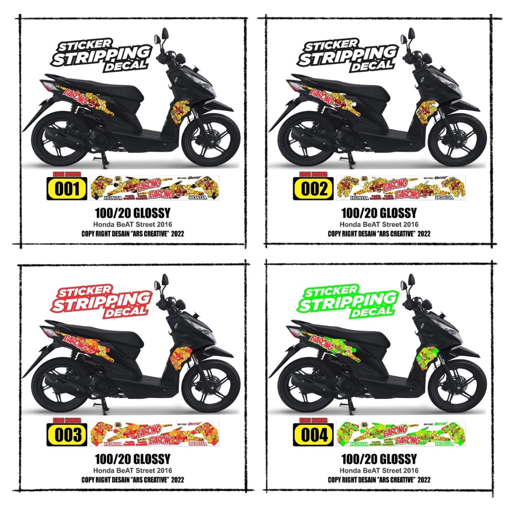 Jual Sticker Striping Honda Beat Street 2016 Variasi GLOSSY Semua Ready ...