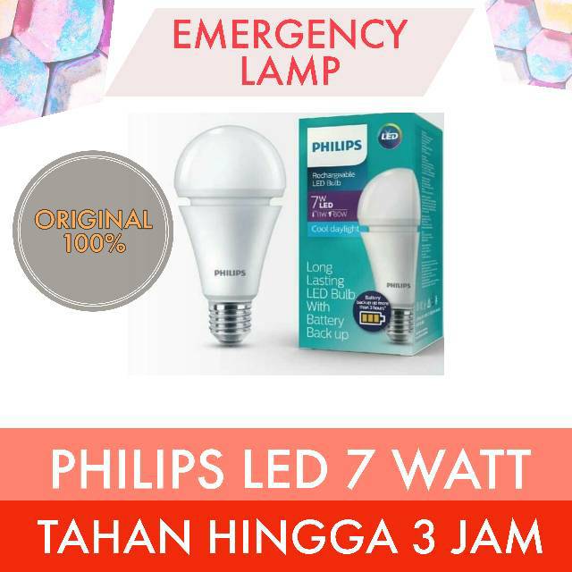 Jual Lampu Emergency LED Bulb Rechargeable Philips Led 7watt dan 9watt ...