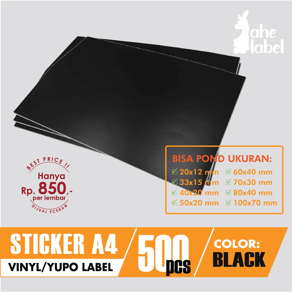 Jual STICKER LABEL SEMICOATED A4 BLACK STIKER KERTAS A4 BLACK 500 PCS ...