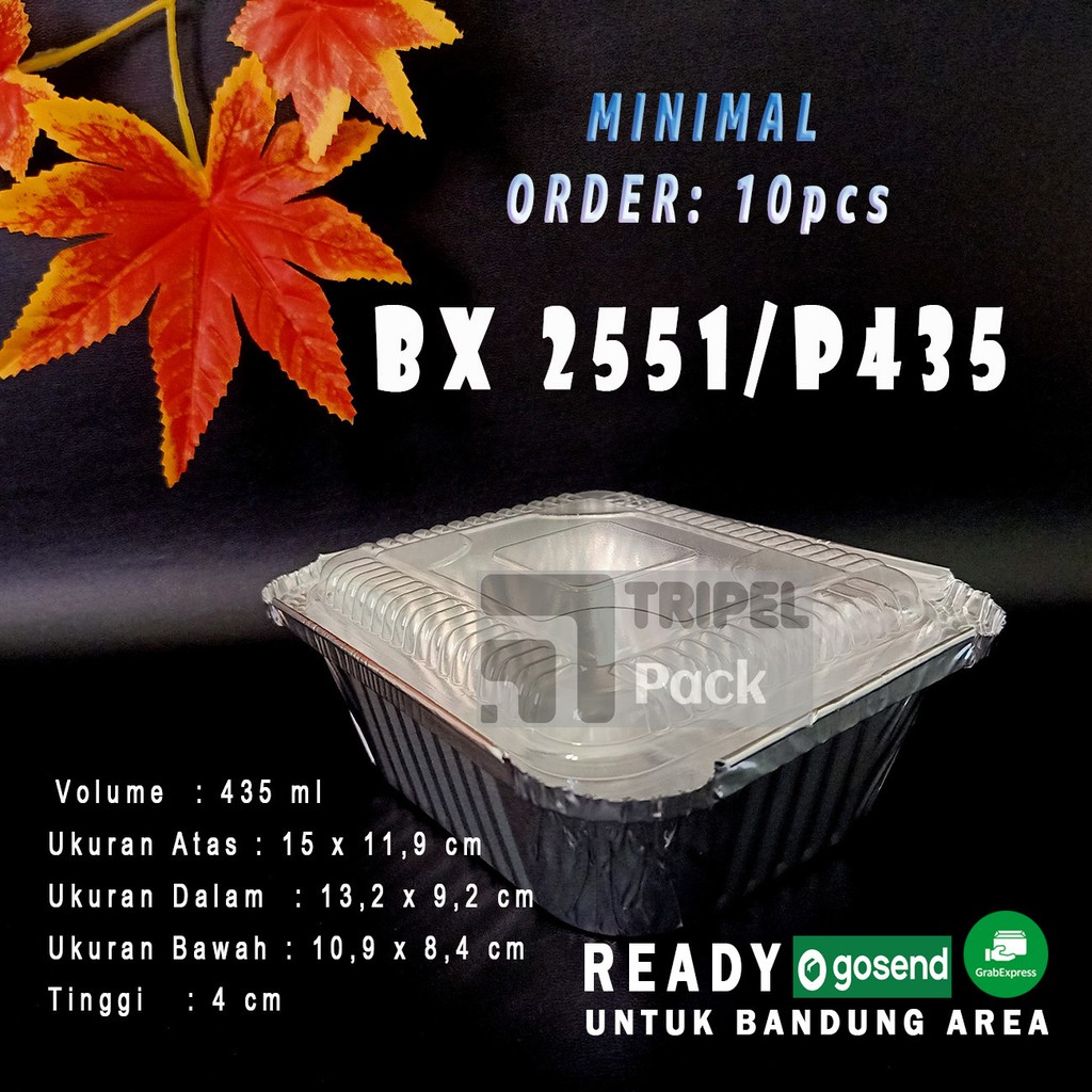 Jual [10 pcs] Aluminium Foil Cup BX-2551/P435 + Tutup Mika, Wadah Milk Bun Mentai Lasagna ...