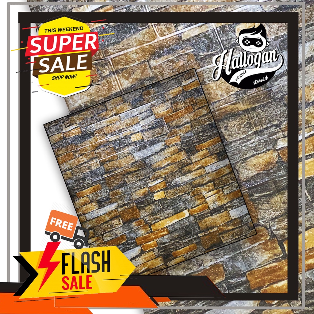 Jual WALLPAPER 3D BRICK FOAM CORAK BATU ALAM WALLPAPER DINDING BATU ...