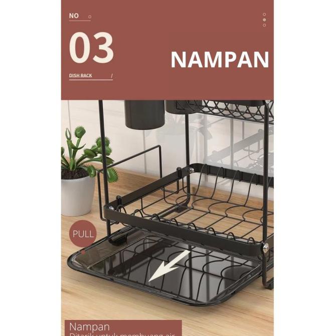 Jual Sale 【Tec】Rak Piring Tinggi 2 Susun Peganggan Kayu Nordic Style ...