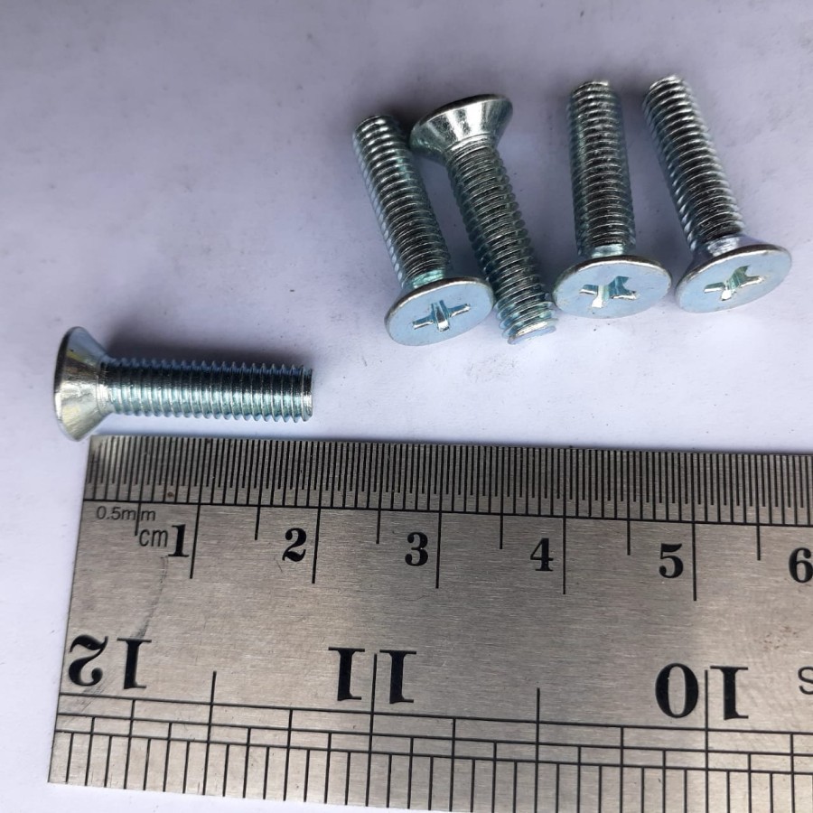 Jual BAUT JF M5X20 FLAT HEAD M5 X 20 PANJANG 2CM 2 CM 5X20 5 X 20 MM OBENG PLUS SEKRUP MESIN ...