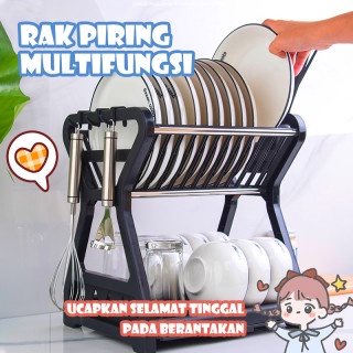 Jual Rak Penyimpanan / Pengeringan Piring Mangkuk Sumpit Dua Layer ...