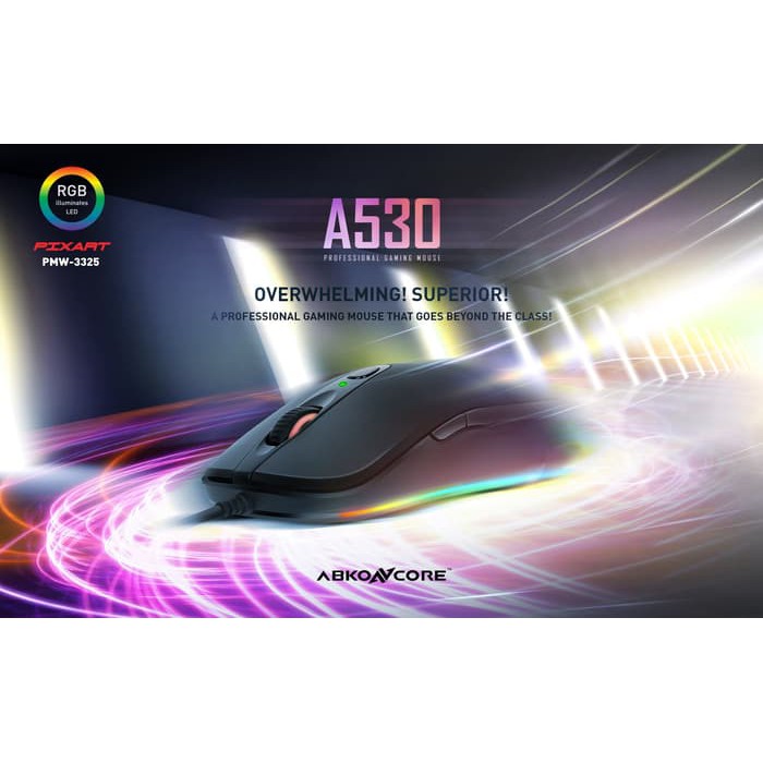 Jual Mouse ABKONCORE A530 RGB |Pixart PMW 3325 | Omron | 4000DPI | MCU ...