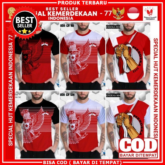 Jual Kaos Kemerdekaan Indonesia Hut Ri Ke 77 Cowok Kekinian Viral Baju 17 Agustusan Agustus Gaya ...