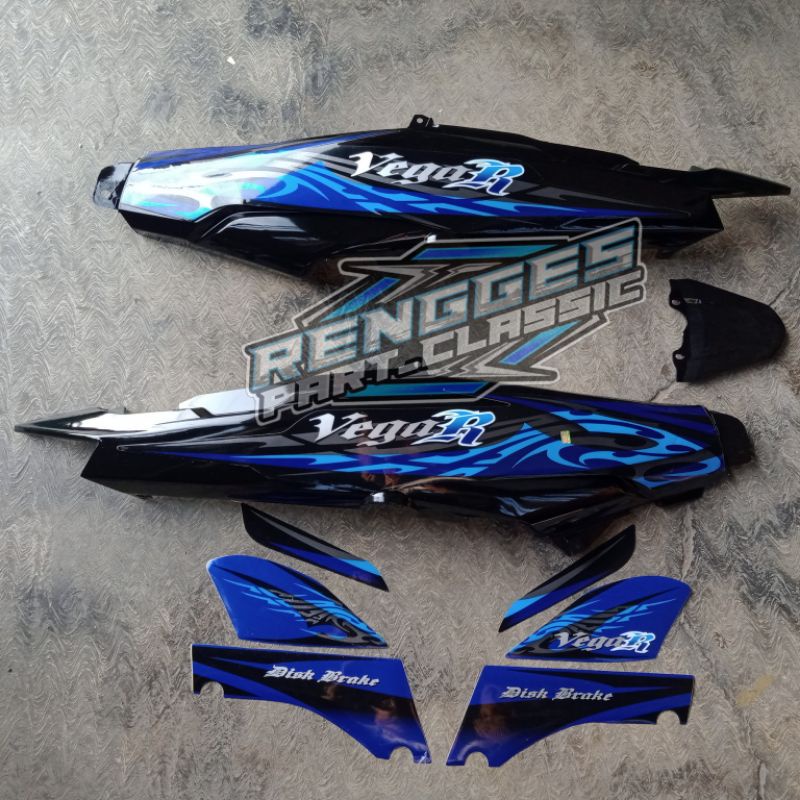 Jual Cover body box samping vega r new hitam set striping biru | Shopee ...