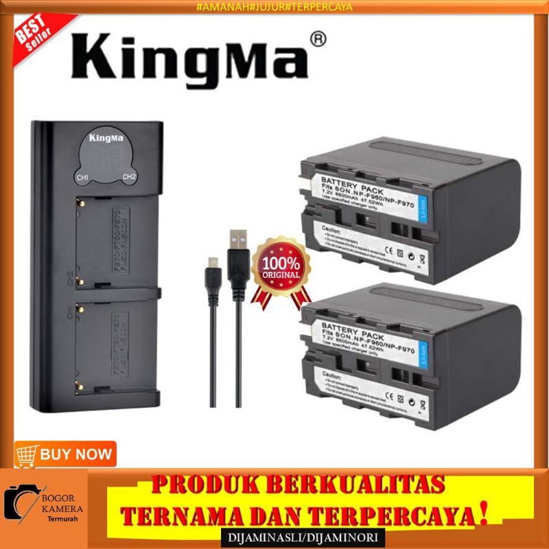 Jual dual charger lcd kingma plus 2 batre NP F970 batre hollyland ...