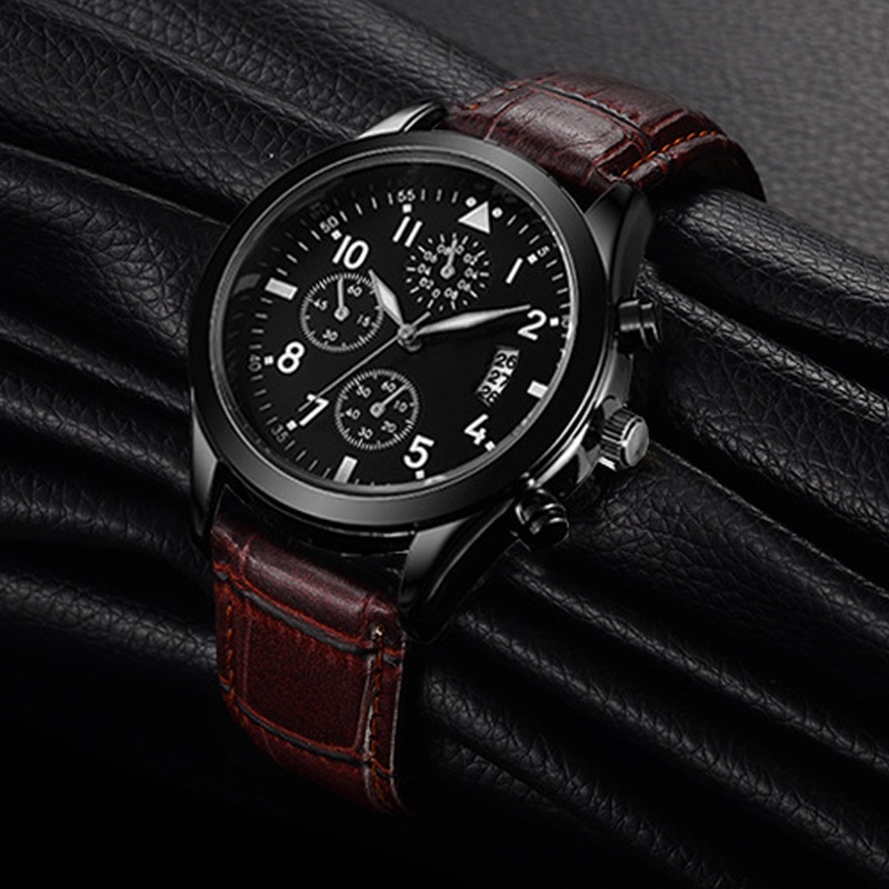 Jual COD Jam Tangan Pria Cowok Keren BARU Tali Kulit Premium Kalender ...