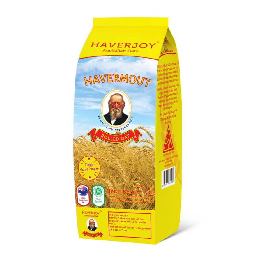 Jual HAVERJOY Rolled Oats Havermout 1 Kg - Australian Oats 1Kg | Shopee ...