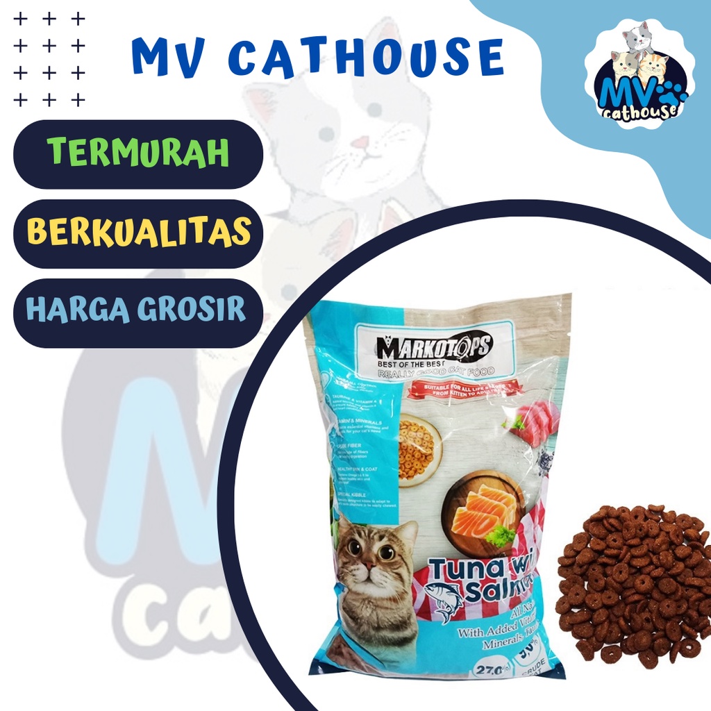 Jual Markotop Dry Cat Food Makanan Kucing Tuna Salmon Repack 1Kg ...
