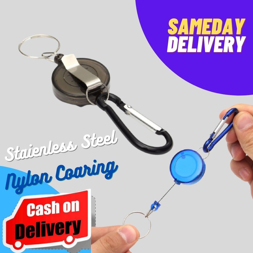 Jual Gantungan Kunci Retractable Keychain Flexible Yoyo Tarik ID Card ...