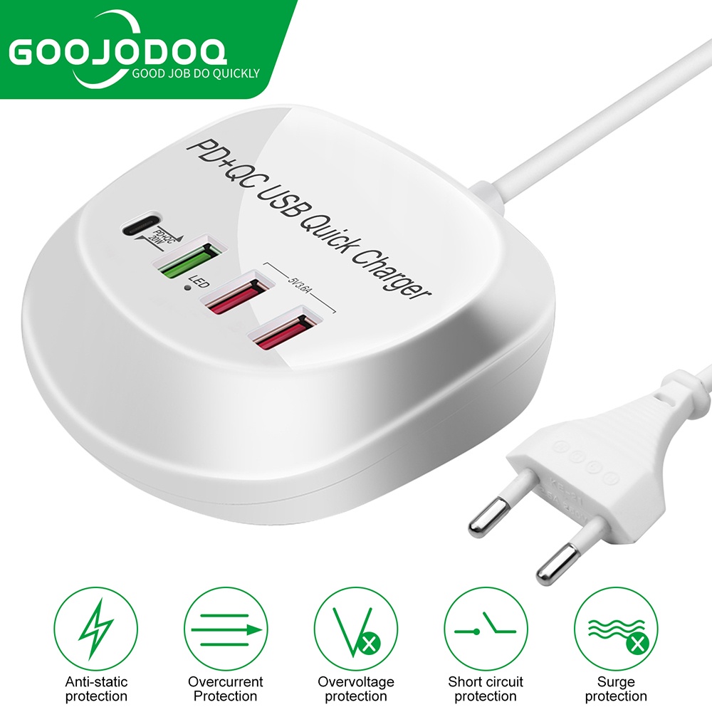 Jual Goojodoq 40W 4 Ports USB Multi Port Charger Fast Charger 3.0 Fast ...