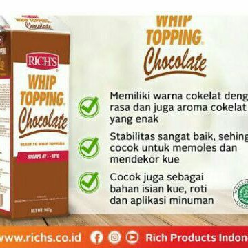Jual Whip cream Rich (gold label) Rasa coklat 907gr | Shopee Indonesia