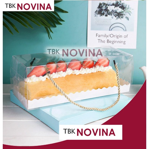 Jual [1 PCS] BOX MIKA LONG TALI / BOX KUE HANDLE / KOTAK KUE ROLL CAKE ...