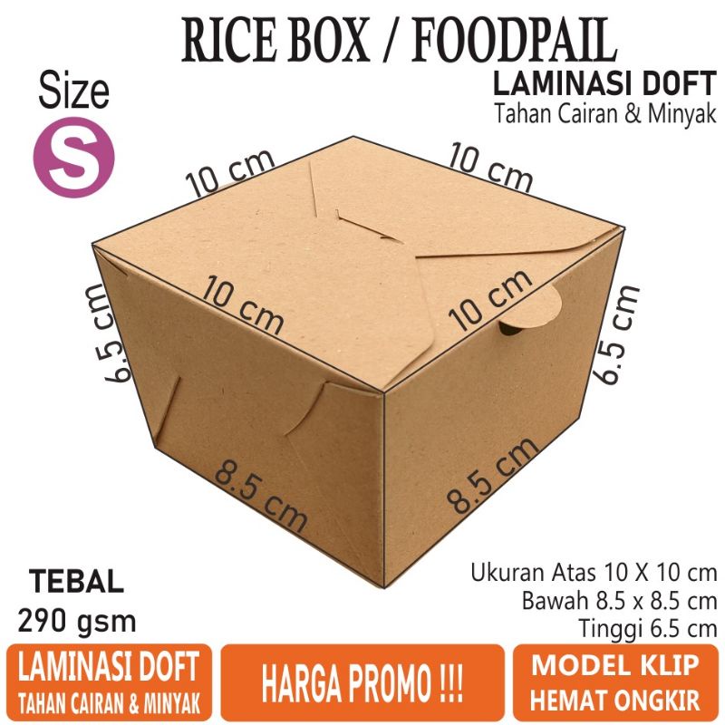 Jual FOOD FAIL/RICE BOX / DUS NASI MODEL KLIP KERTAS LAMINASI SIZE S ...
