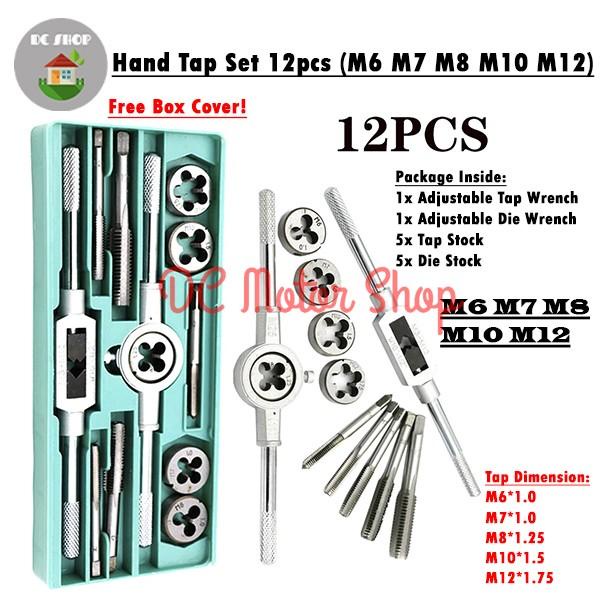 Jual Mata Hand Tap Set Adjustable Hand Tab Dies Set 12Pcs Alat Snai Dan ...