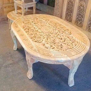 Jual Meja Oshin Oval Jati Mentahan | Shopee Indonesia