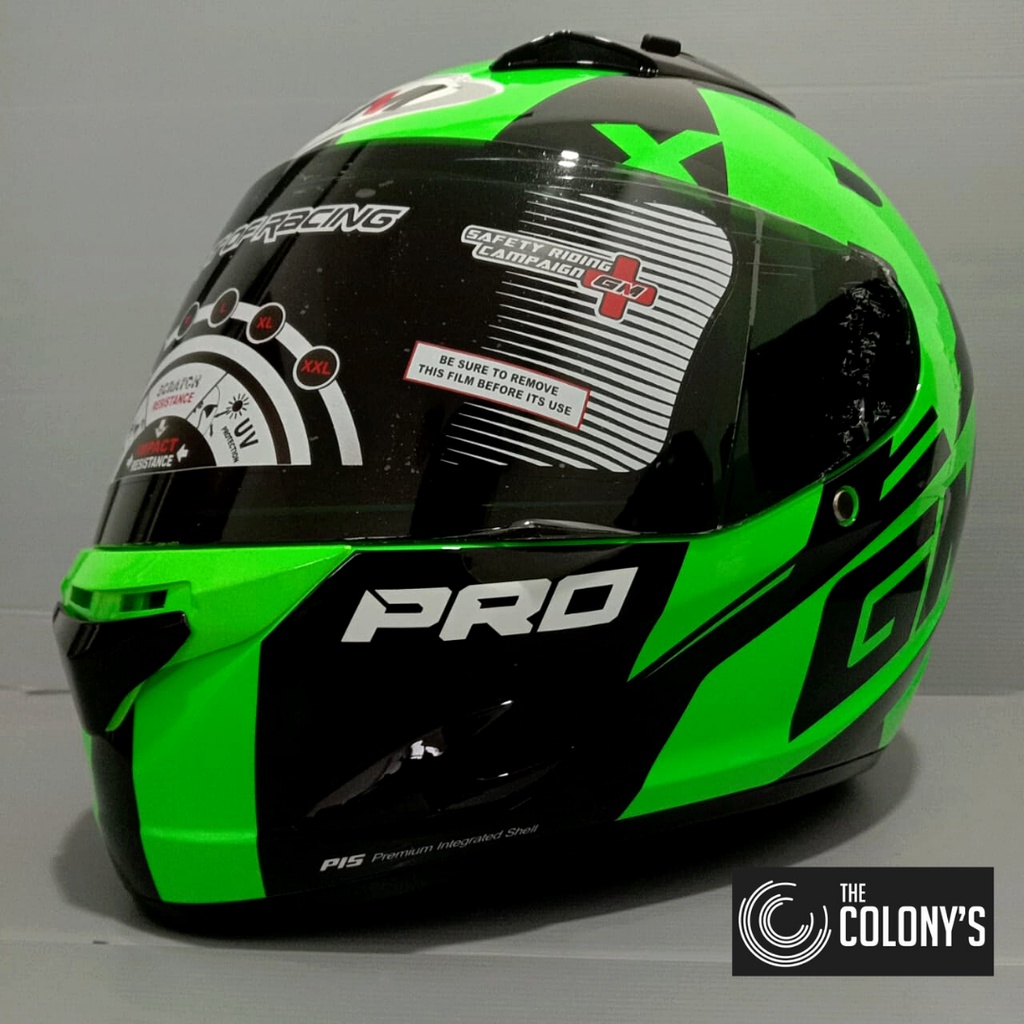 Jual HELM GM FULL FACE FULLFACE MOTIF ZR650 GREEN FLUO ORIGINAL GM ...