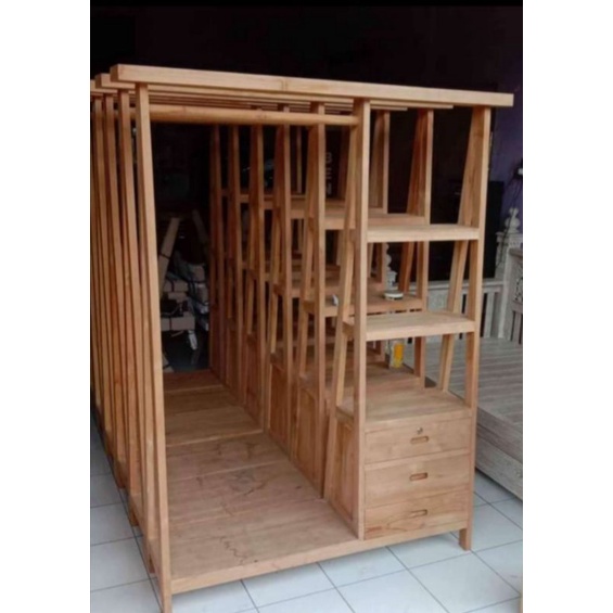 Jual rak baju jati minimalis dan laci | Shopee Indonesia