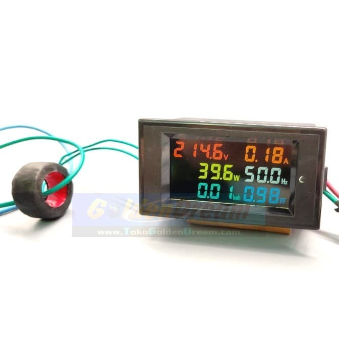 Jual Multi Color 6in1 AC Meter Volt Watt Kwh 100A Hertz Power Factor Hz ...