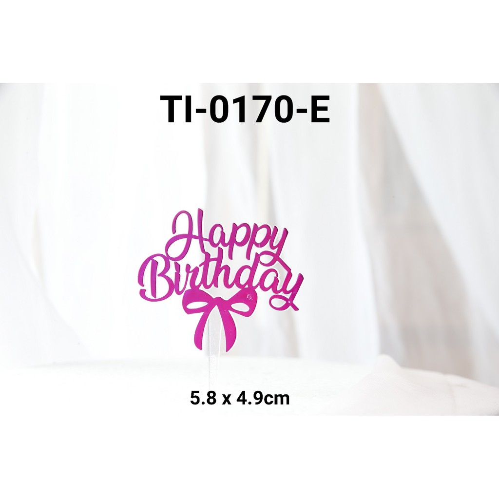 Jual TI-0170-E Topper tulisan plastik happy birthday pita ungu yamama ...