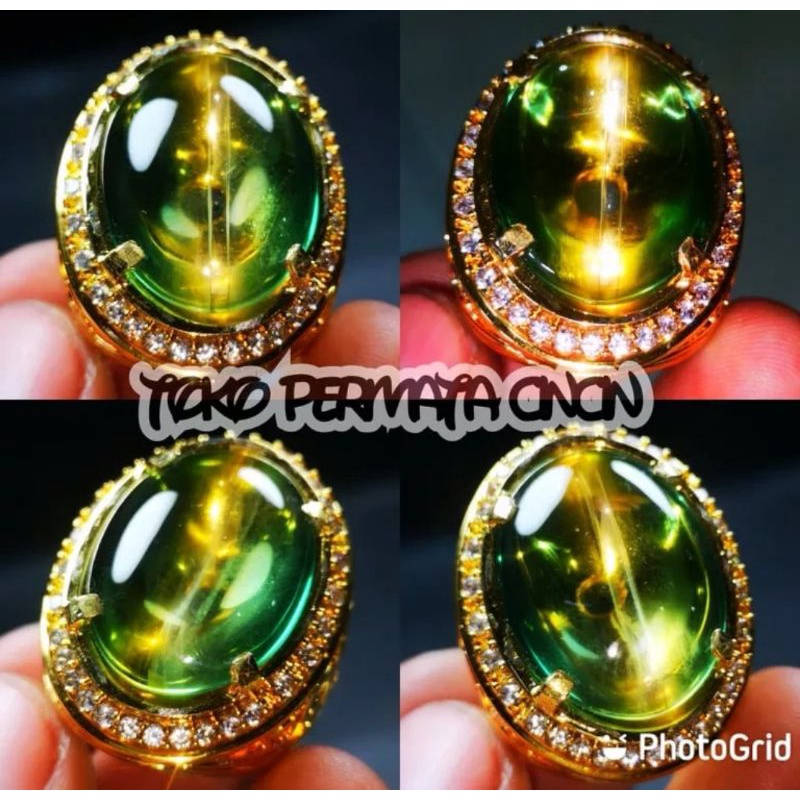 Jual Batu permata natural Green yellow ametrine candit cat eye | Shopee ...