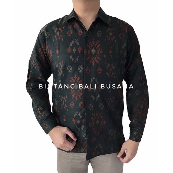 Jual Kemeja Endek Bali Pria Wisuda Seragam Kantor Bahan katun warna ...