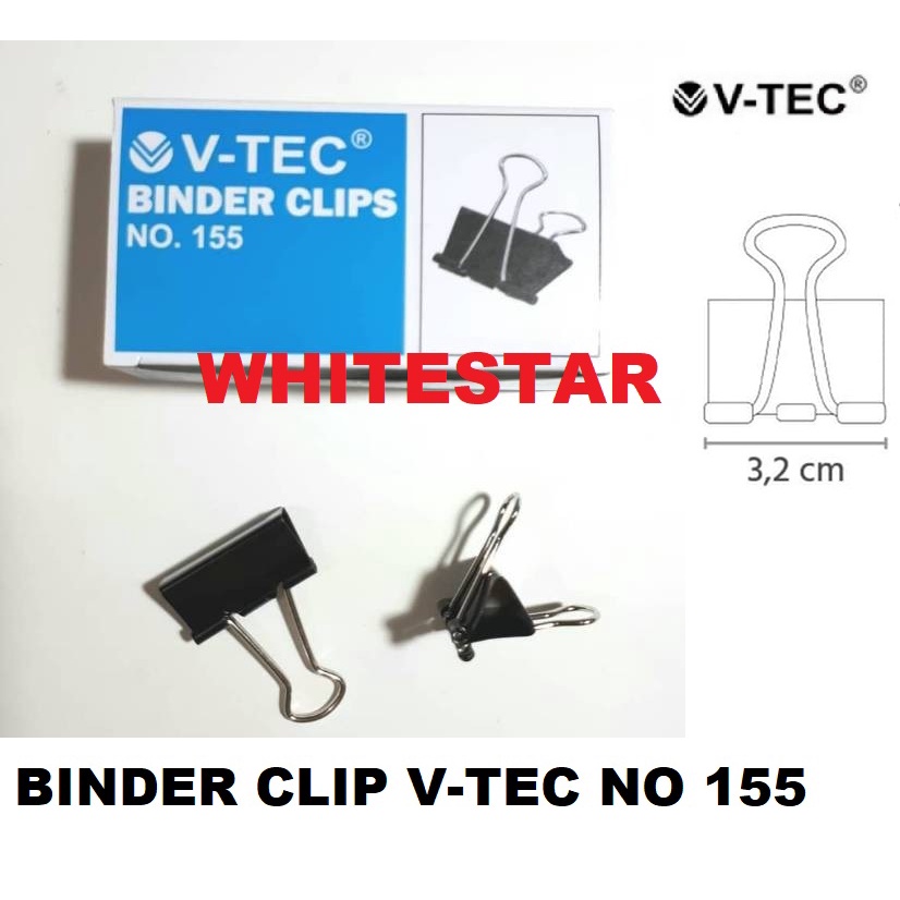 Jual binder clip no 155 / paper clip / klip kertas - v-tec | Shopee ...