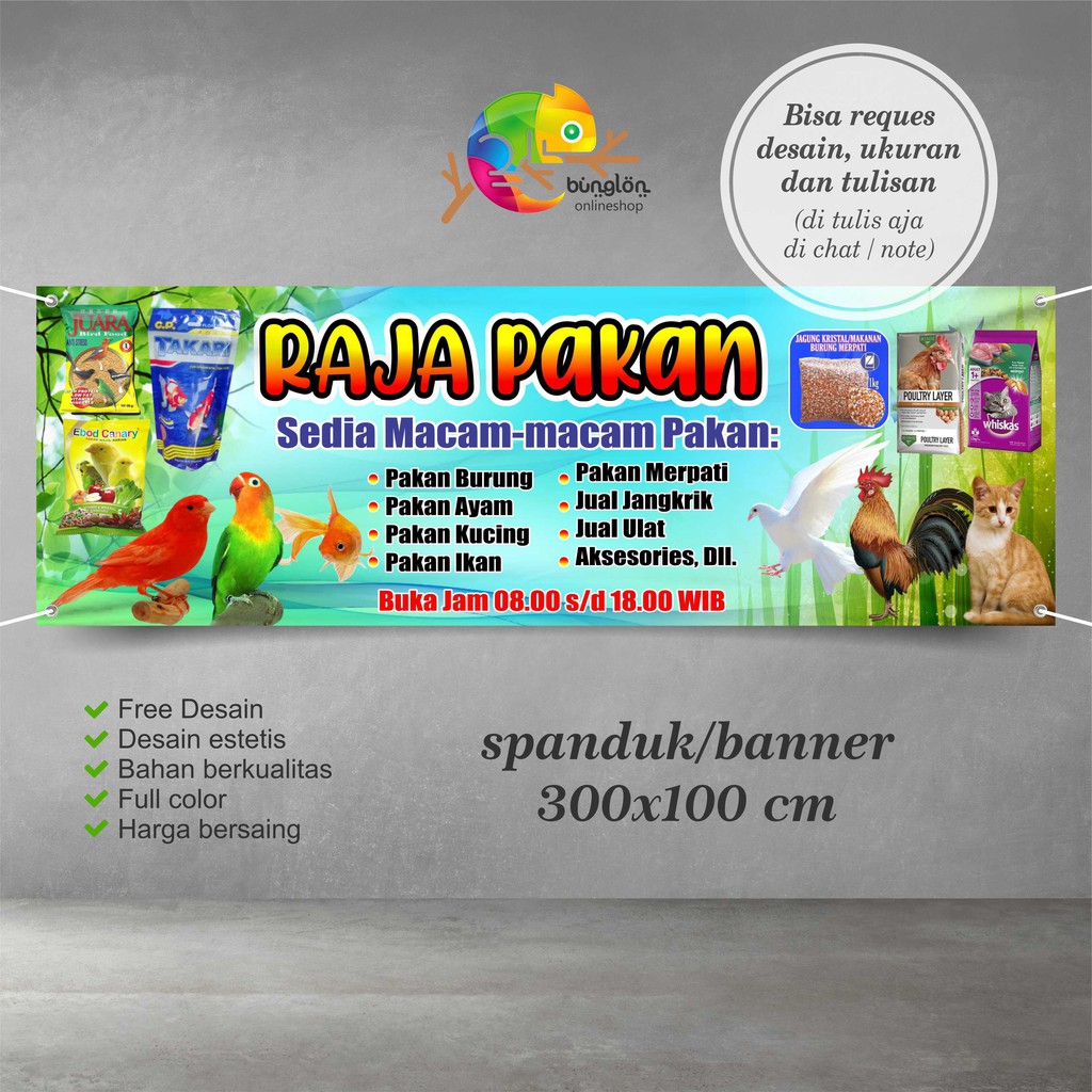 Jual Spanduk, Banner Macam-Macam Pakan Burung, Kucing, Dll. | Shopee ...