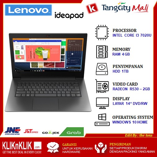 Jual LAPTOP LENOVO IDEAPAD 330-14IKB - INTEL I3-7020U 4GB 1TB R530-2GB DVD WIN10 BLACK | Shopee ...