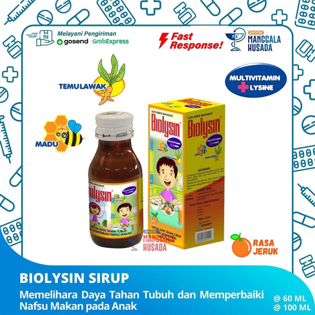 Jual BIOLYSIN SIRUP RASA JERUK 60 ML / 100 ML | Shopee Indonesia