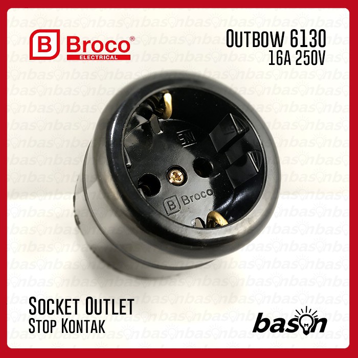 Jual BROCO 6130 STD Socket Outlet Outbow 16A 250V - Black | Shopee ...