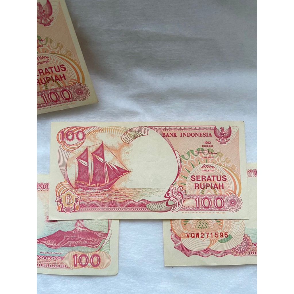 Jual Uang kertas pecahan 100 rupiah tahun 1992 pinisi kondisi bagus ...