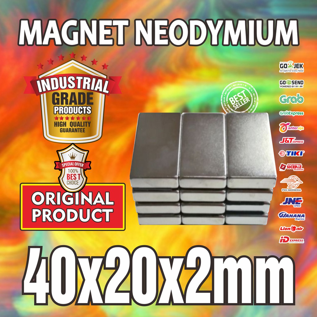 Jual MAGNET NEODYMIUM SUPER STRONG PERSEGI PANJANG 40x20x2mm - 40 x 20 ...