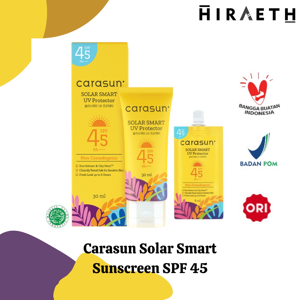 Jual Carasun Solar Smart UV Protector Sunscreen SPF 45 PA++++ 30ml / 8ml Sachet | Shopee Indonesia