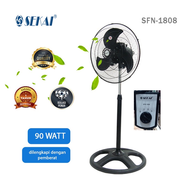Jual Kipas Angin Berdiri Sekai 18 Inch SFN-1808 | Stand Fan Sekai Besi 18 Inch | Shopee Indonesia