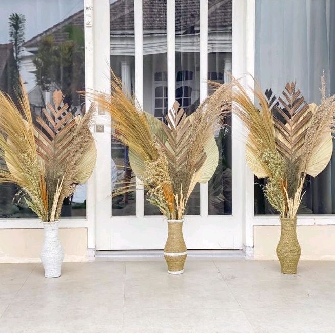 Jual Paket bunga kering termurah + guci / pot mendong dekorasi rustic ...