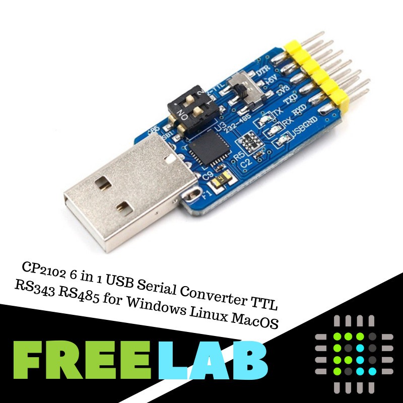 Jual CP2102 6 in 1 USB Serial Converter TTL RS343 RS485 u Windows Linux ...