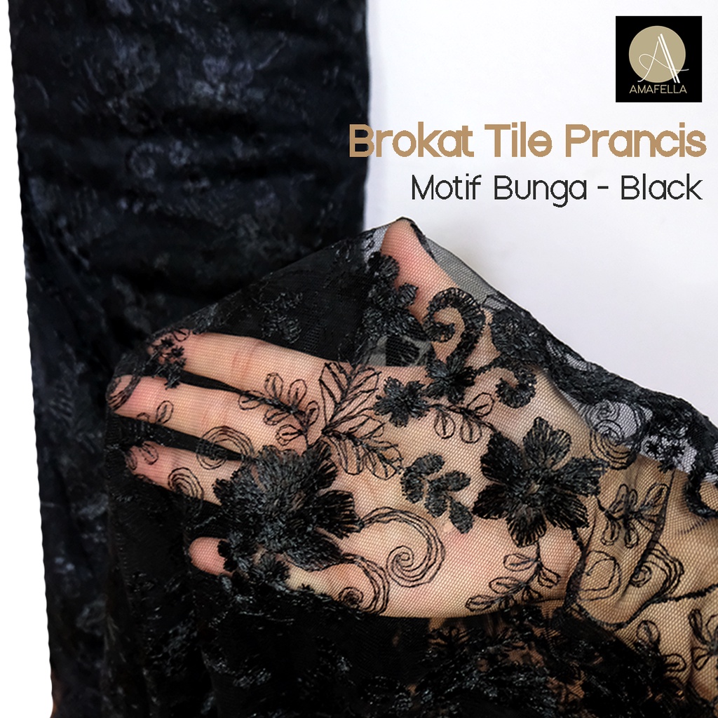 Jual CUST 1/2 Meter Kain Brokat Tile Prancis Bahan Kebaya Motif Bunga ...